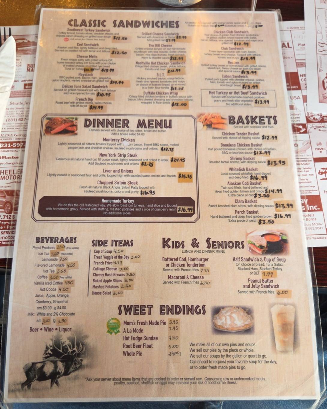 Menu at Wilson's Rivers Edge Restaurant, Indian River