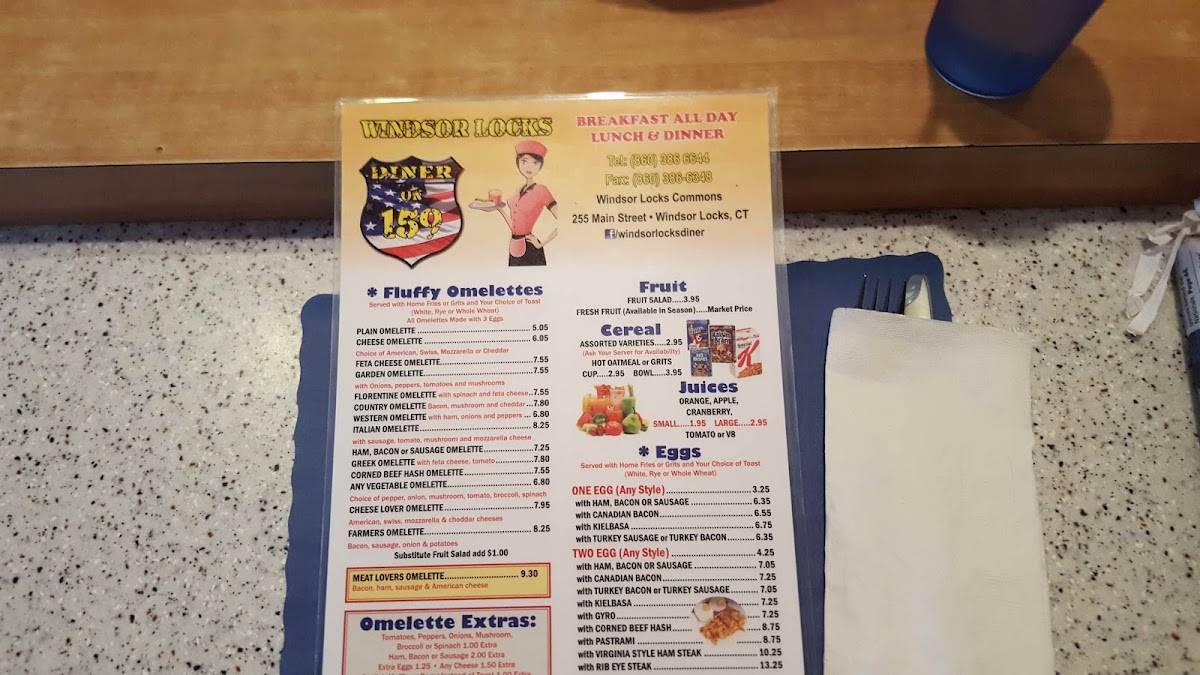 Menu at Windsor Locks Diner restaurant, Windsor Locks