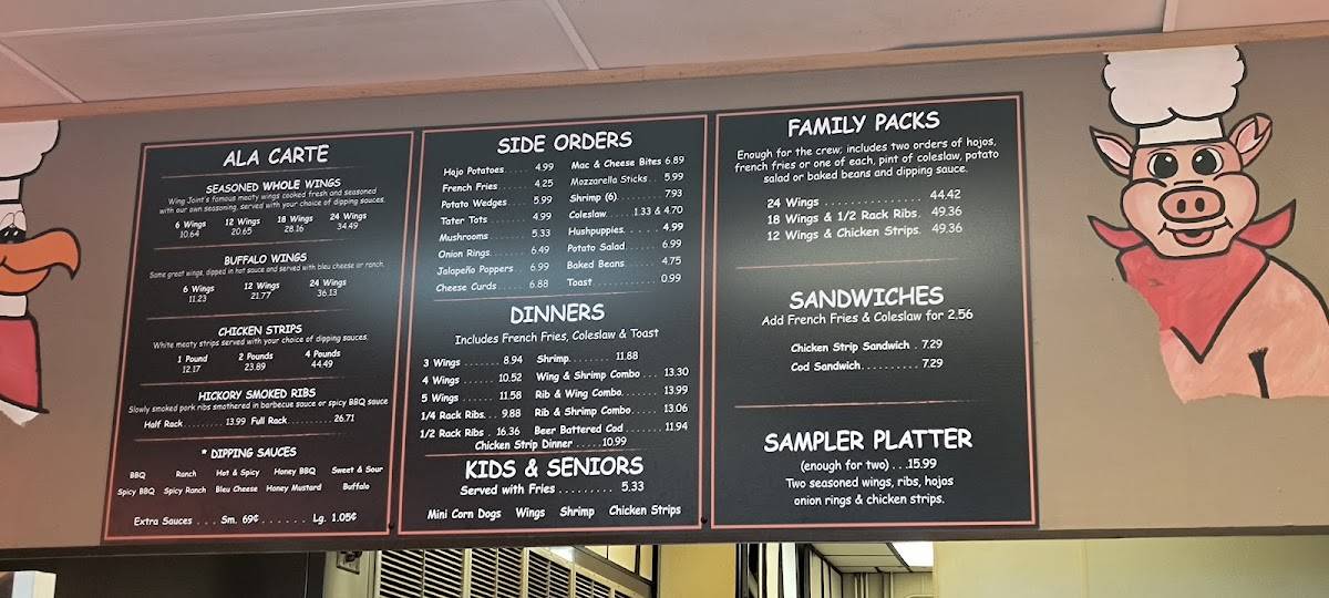 Menu at Wing Joint BBQ, Blaine