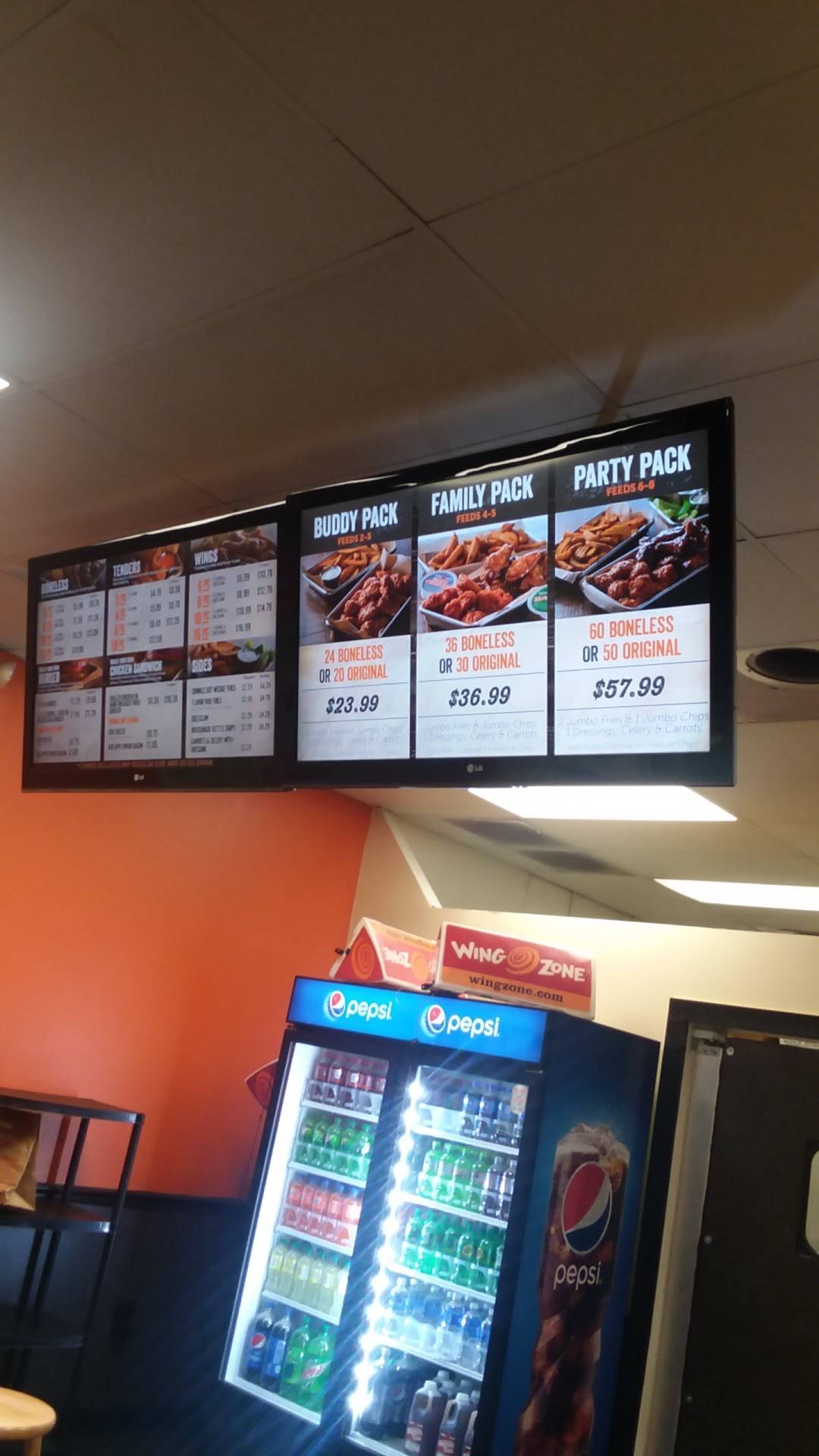 Menu at Wing Zone fast food, Tuscaloosa, McFarland Blvd E