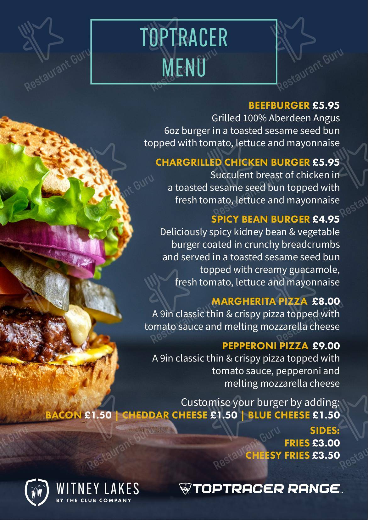 Menu at Witney Lakes Resort restaurant, Witney