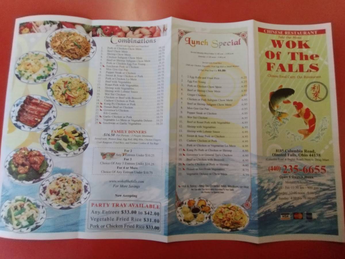 Menu at Wok of the Falls restaurant, Olmsted Falls, Columbia Rd