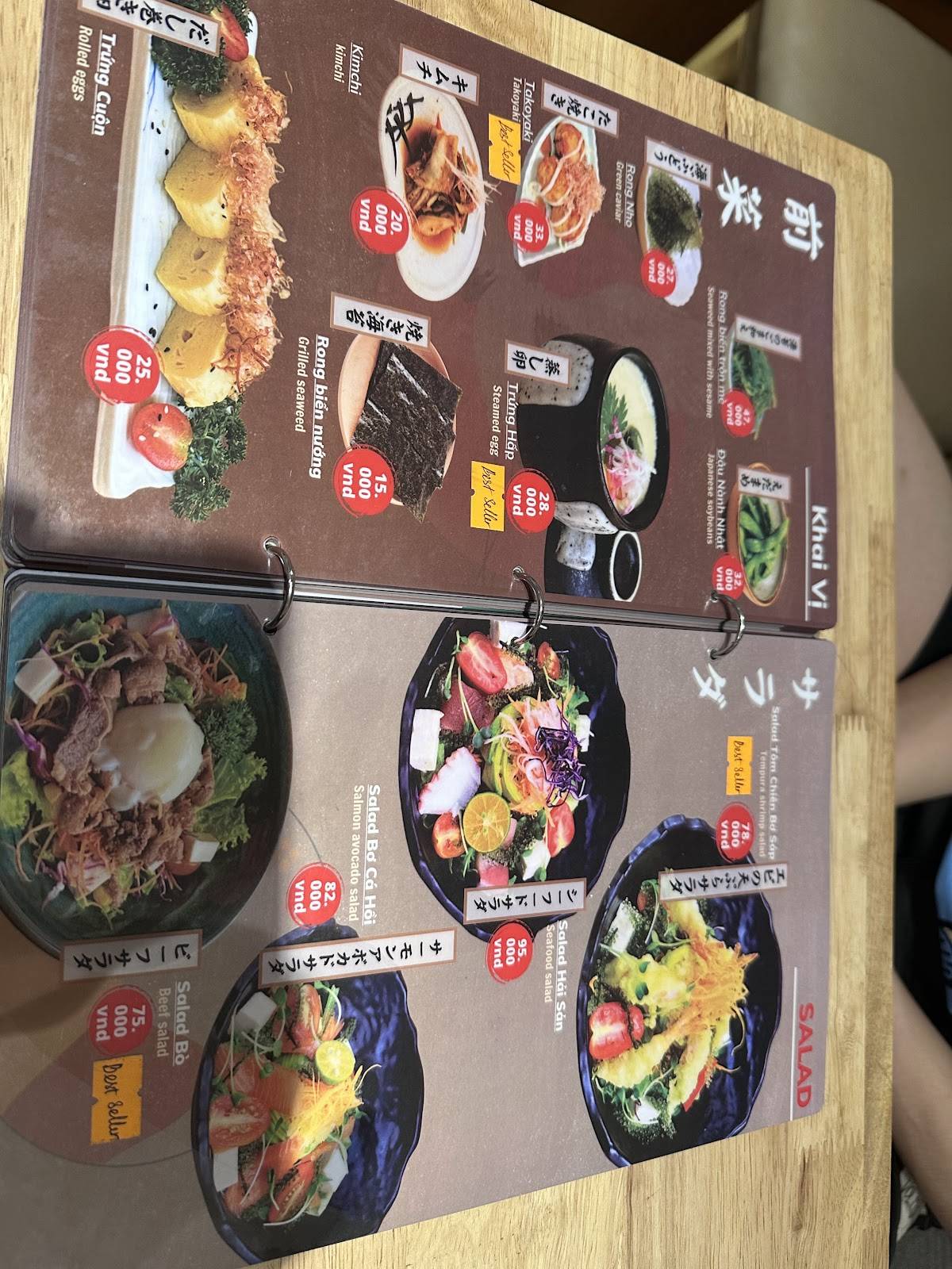 Menu at Wokku Udon Cuu Long restaurant, Ho Chi Minh City