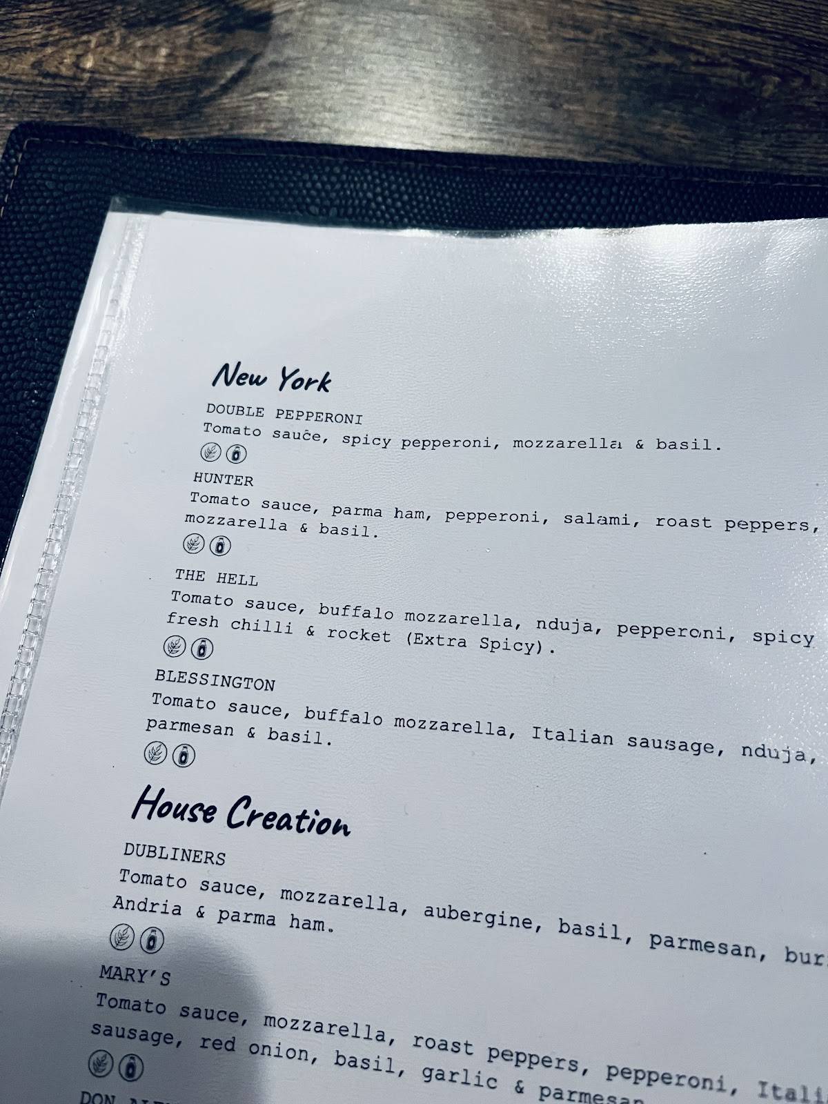Menu at Wood Fire Cafe, Dublin
