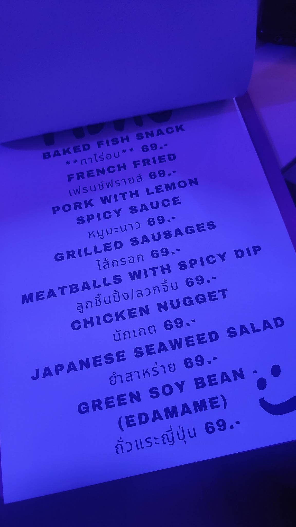 Menu at Working Overtime pub & bar, Chiang Mai, City view condo