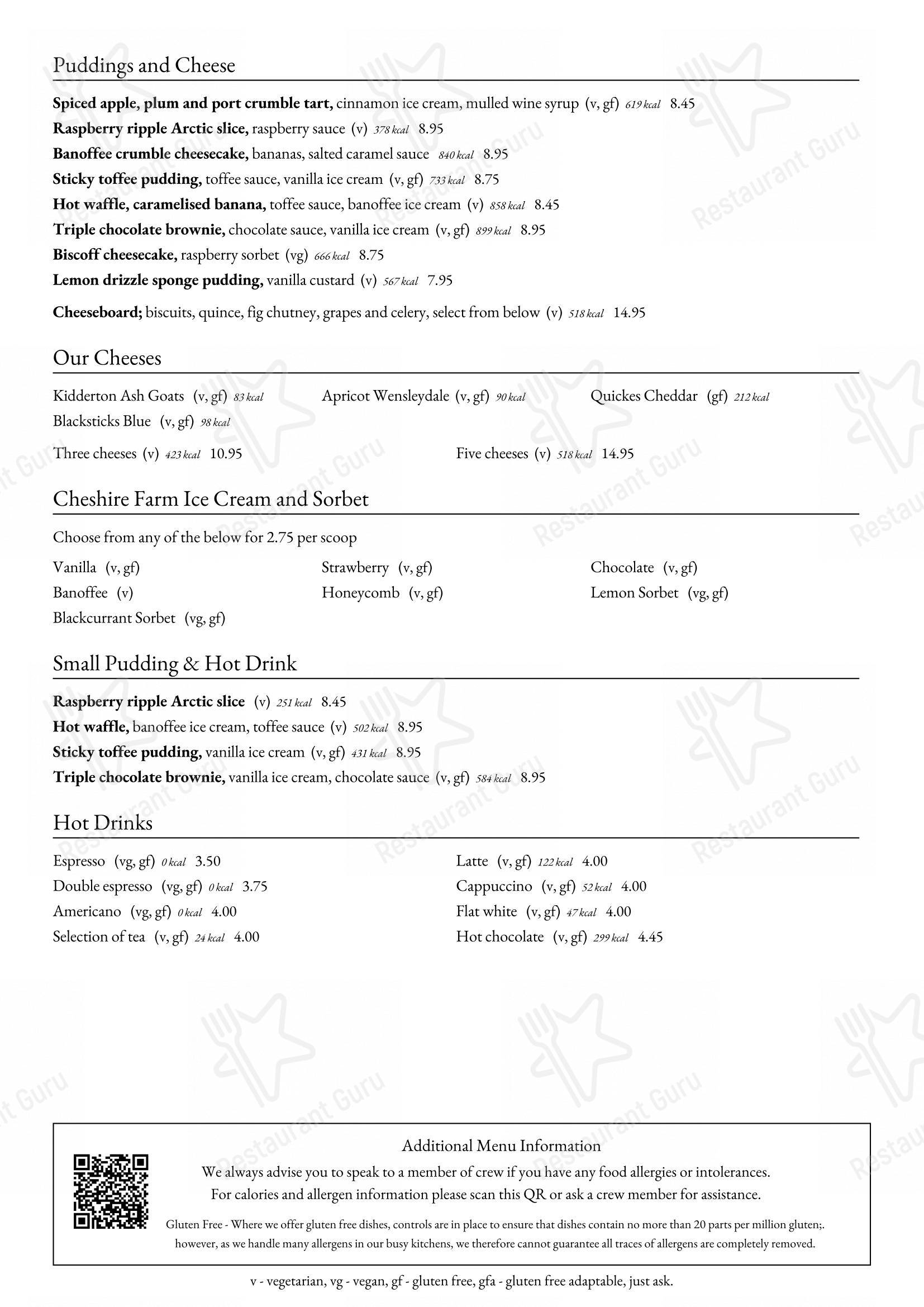 Menu at Worsley Old Hall pub & bar, Stretford