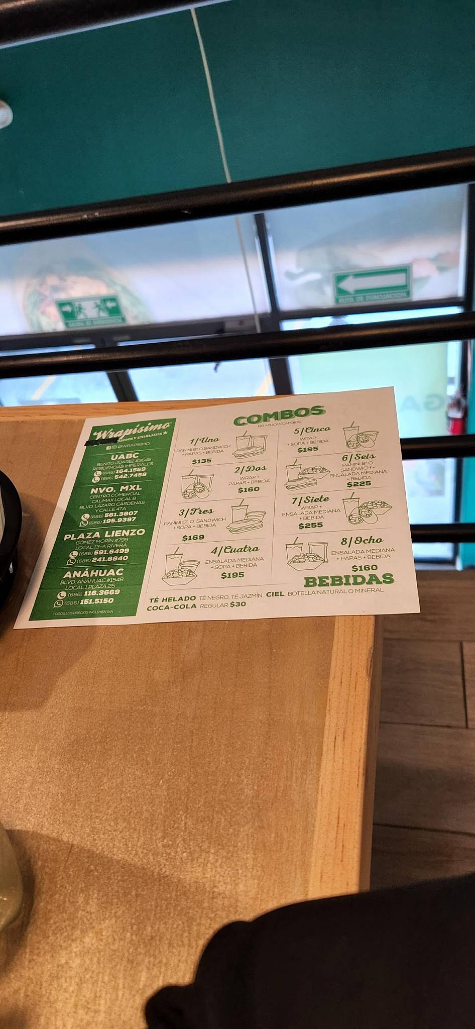 Carta del restaurante Wrapisimo Anahuac, Mexicali, Calz Anáhuac 1548