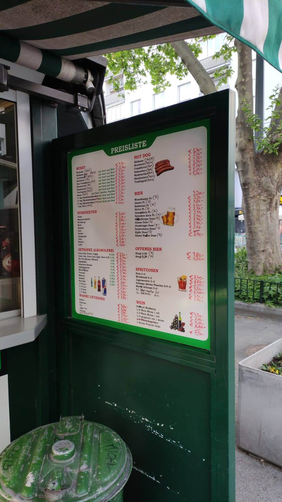 Menu au Würstel Platz BBQ, Vienne