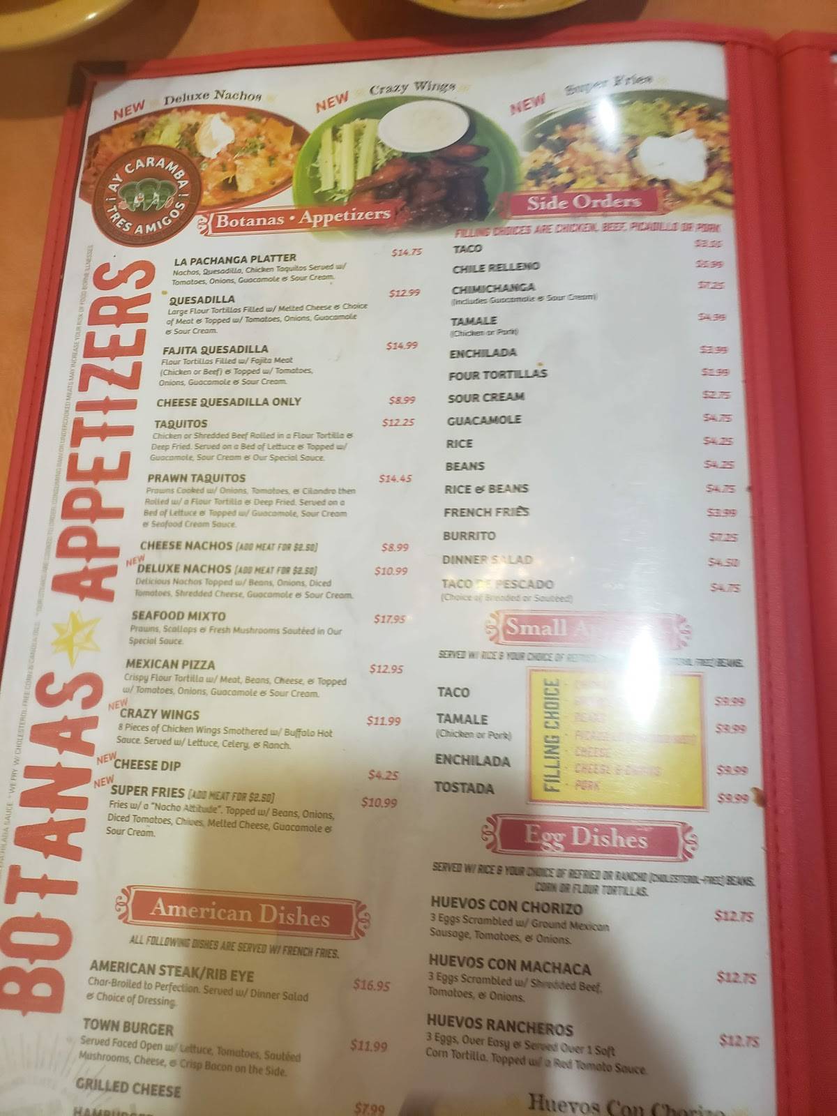 Menu at Ay Caramba Mexican Grill restaurant, Yakima