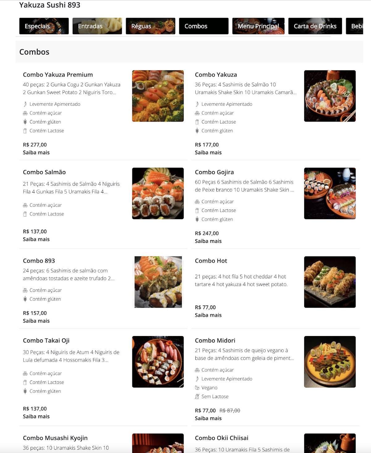 Menu em Yakuza Sushi 893 restaurante, Porto Alegre