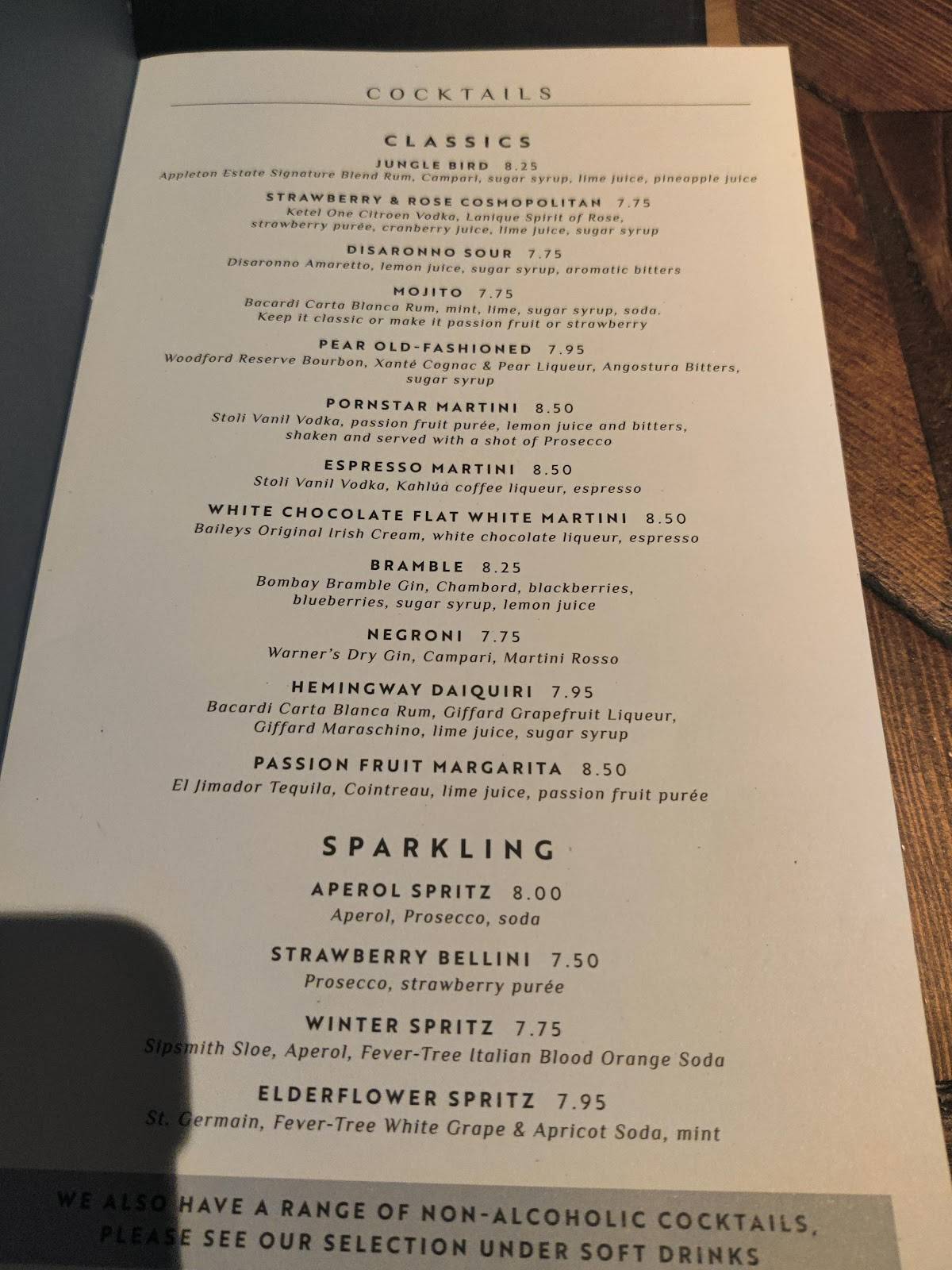 Menu at Ye Olde Saracen's Head pub & bar, Balsall Common