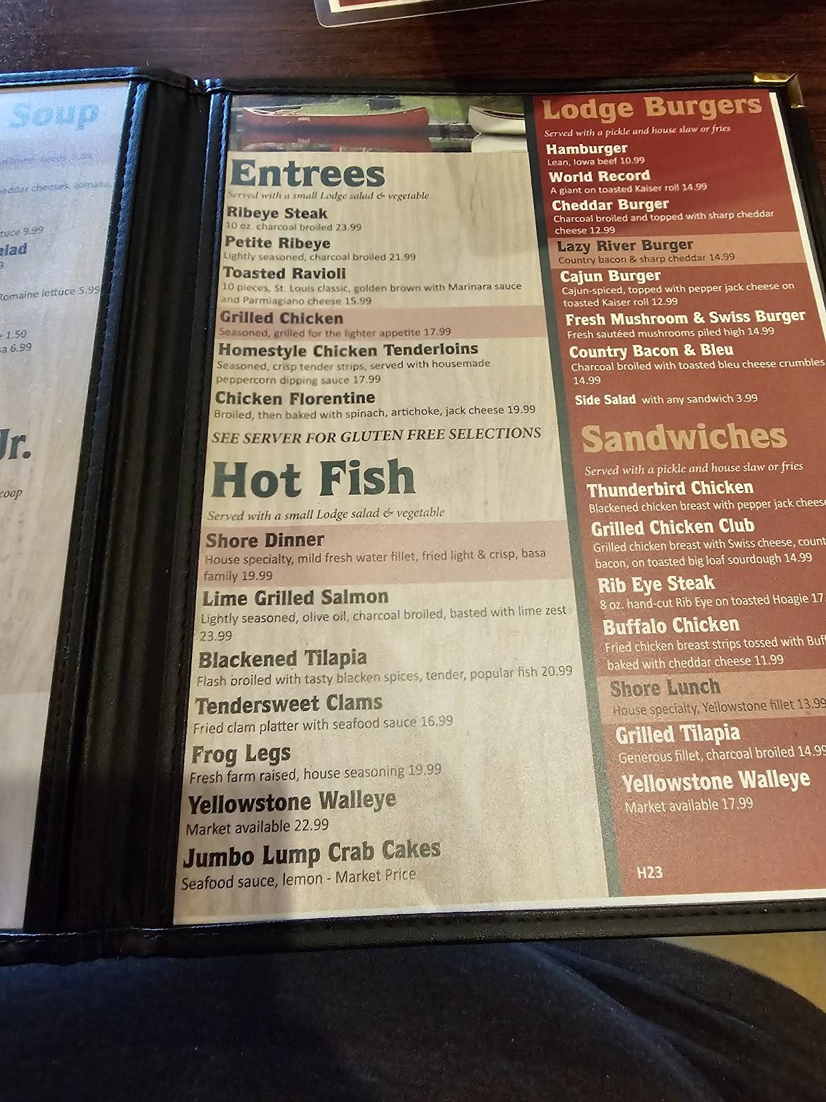 Menu at Yellowstone Cafe, Town and Country