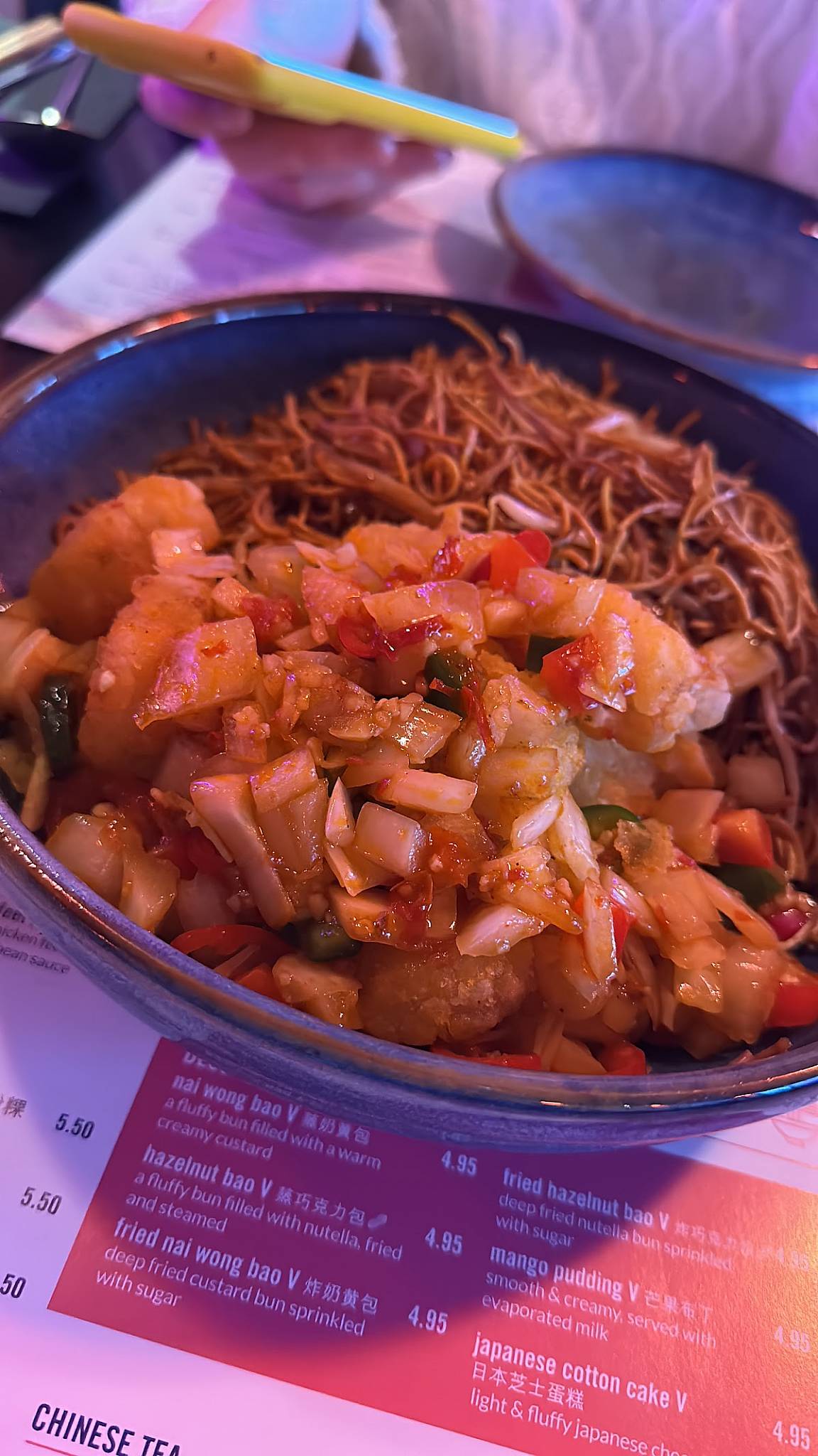 Menu at Yum Cha restaurant, Liverpool