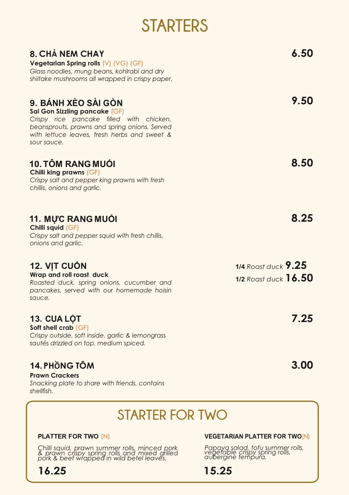 Menu at Yum Yum Vietnamese kitchen restaurant, Warwick