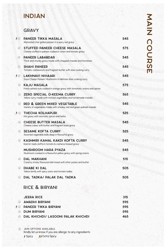 Menu at ZERO The restaurant, Surat