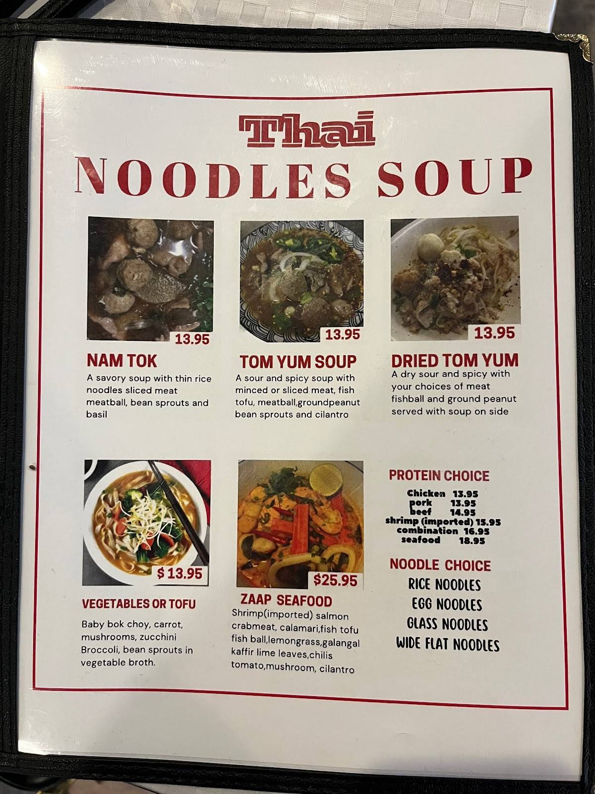 Menu at Zaap Thai Cuisine - Authentic Thai Food restaurant, Bossier City