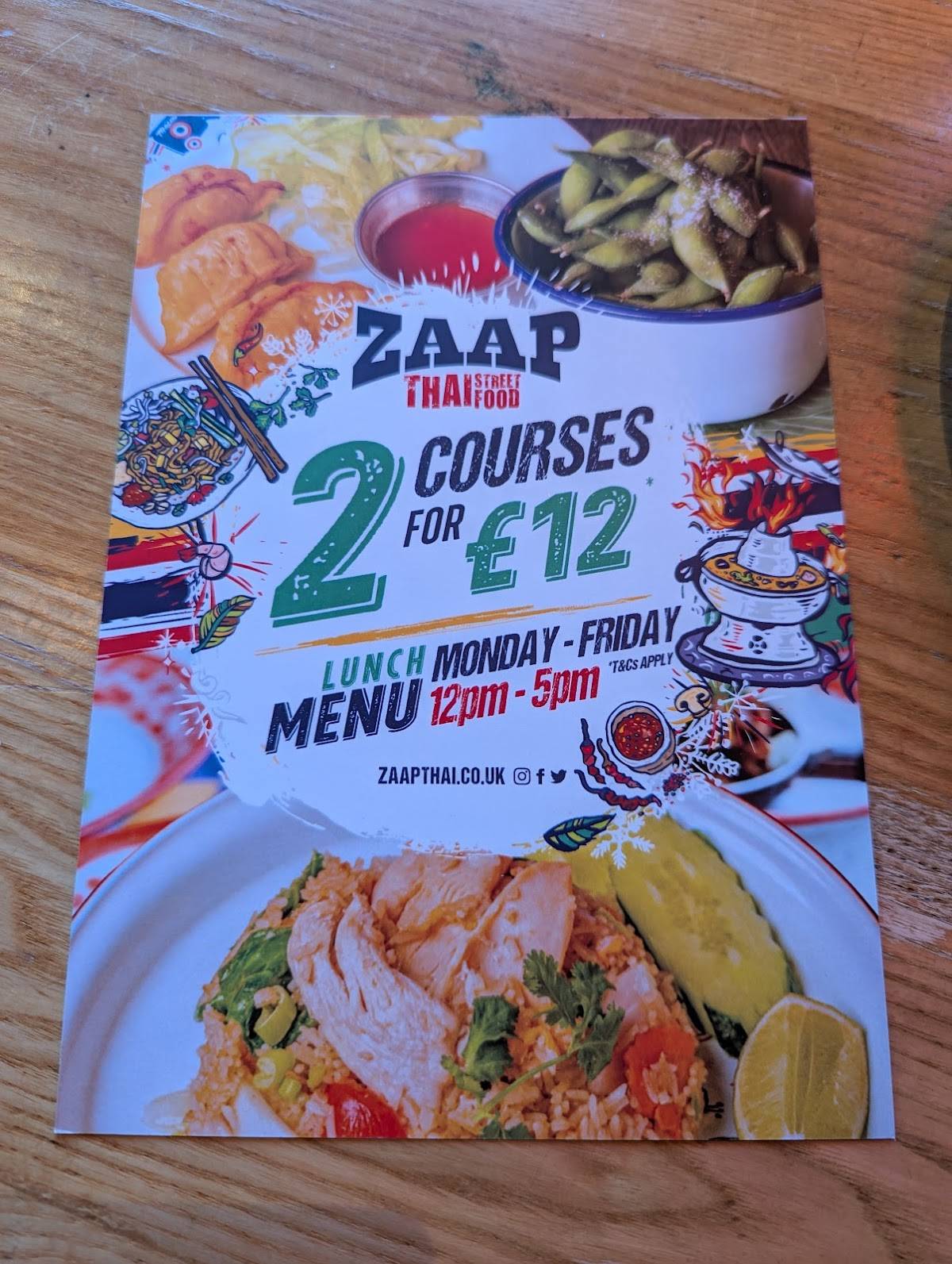 Menu at Zaap Thai Street Food Headingley restaurant, Leeds, 4 St.Annes Rd