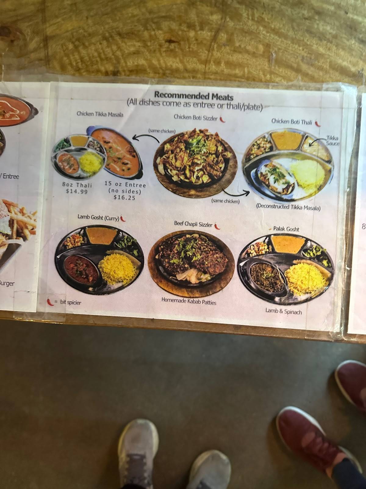 Menu at Zareen's Palo Alto restaurant, Palo Alto