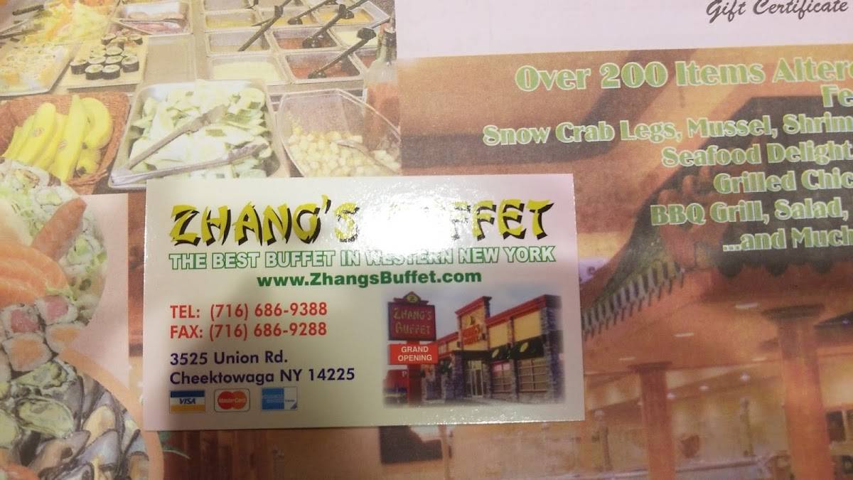Menu at Zhang's Buffet restaurant, Cheektowaga