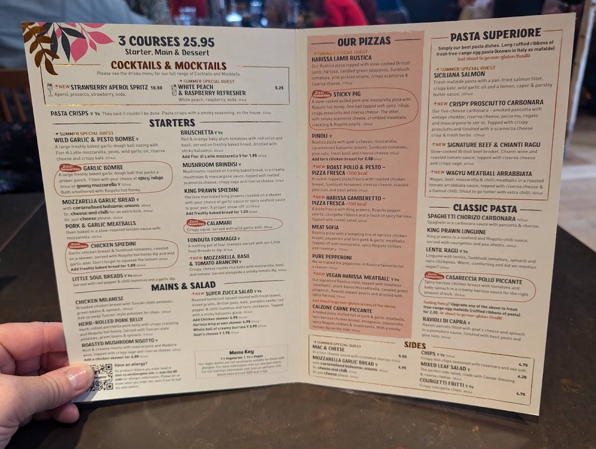 Menu at Zizzi - Cardiff Mermaid Quay pizzeria, Cardiff, Bay