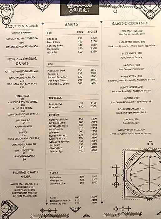 Menu at Agimat at Ugat Foraging Bar and Kitchen, Makati