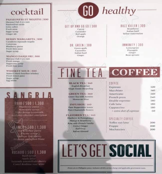 Menu at High Street Cafe, Taguig, 30th Street