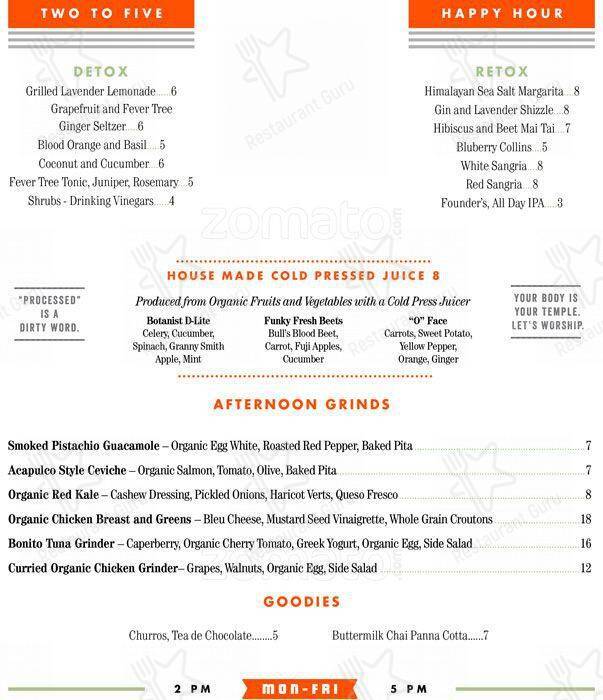 Menu at Righteous Foods cafe, Fort Worth