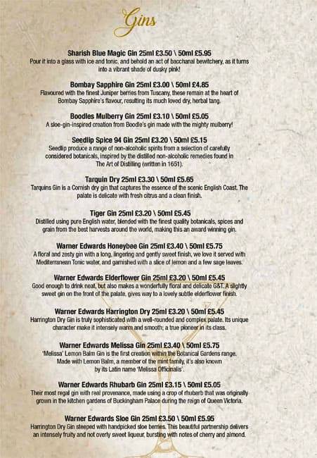 Menu at The Racehorse pub & bar, Warwick