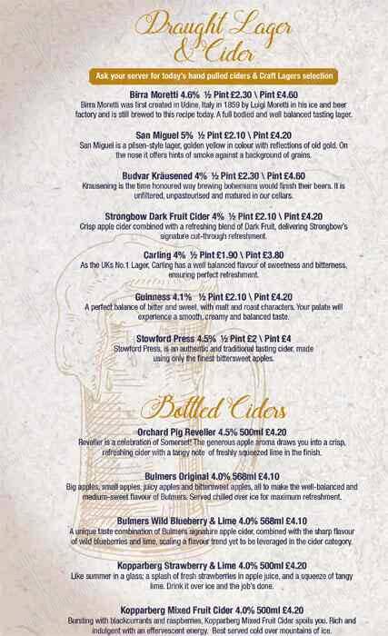 Menu at The Racehorse pub & bar, Warwick