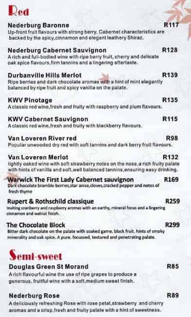 Menu at Yamakado Sushi Restaurant, Pretoria, The Grove Mall