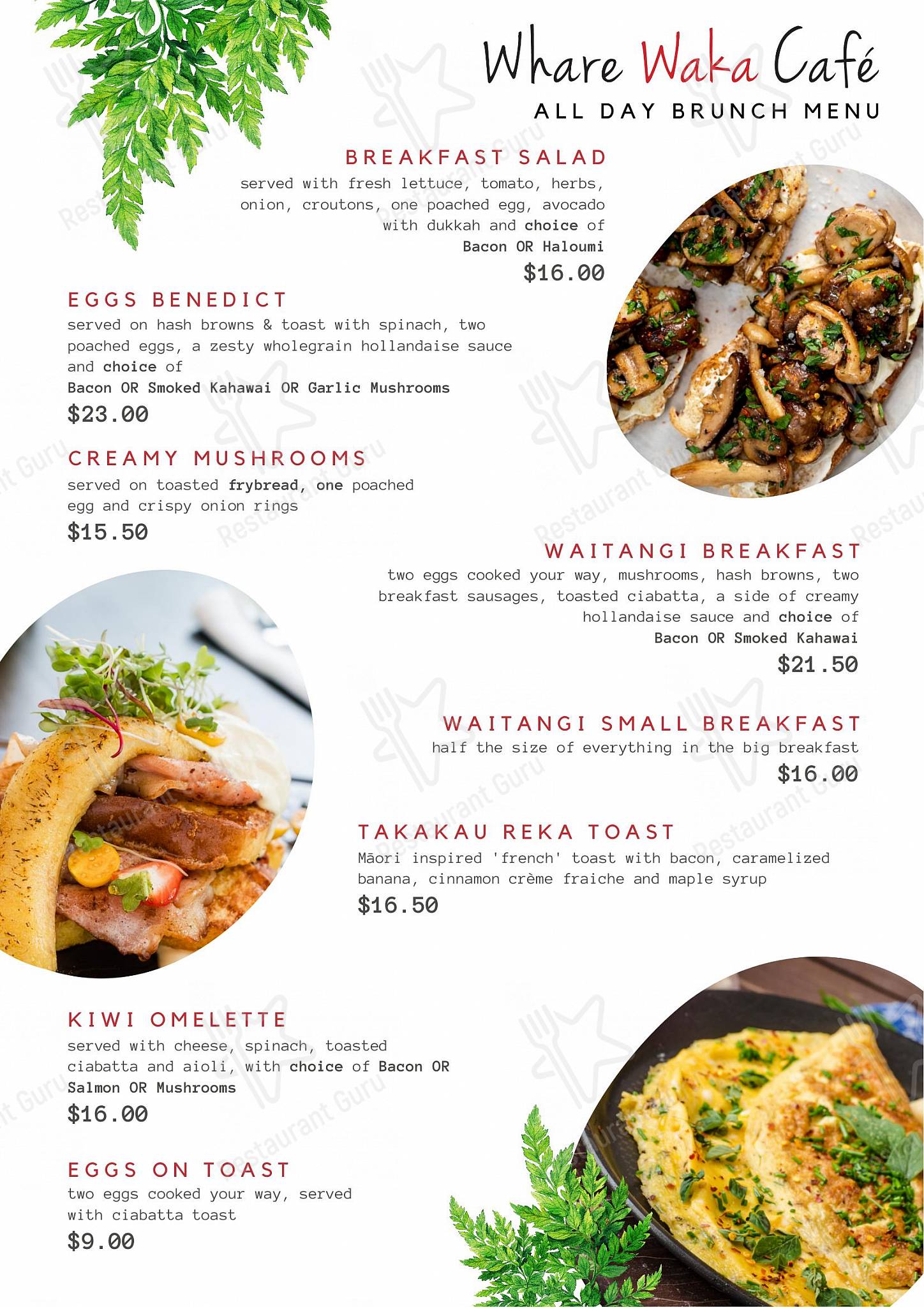 Menu at Whare Waka Café cafe, Waitangi