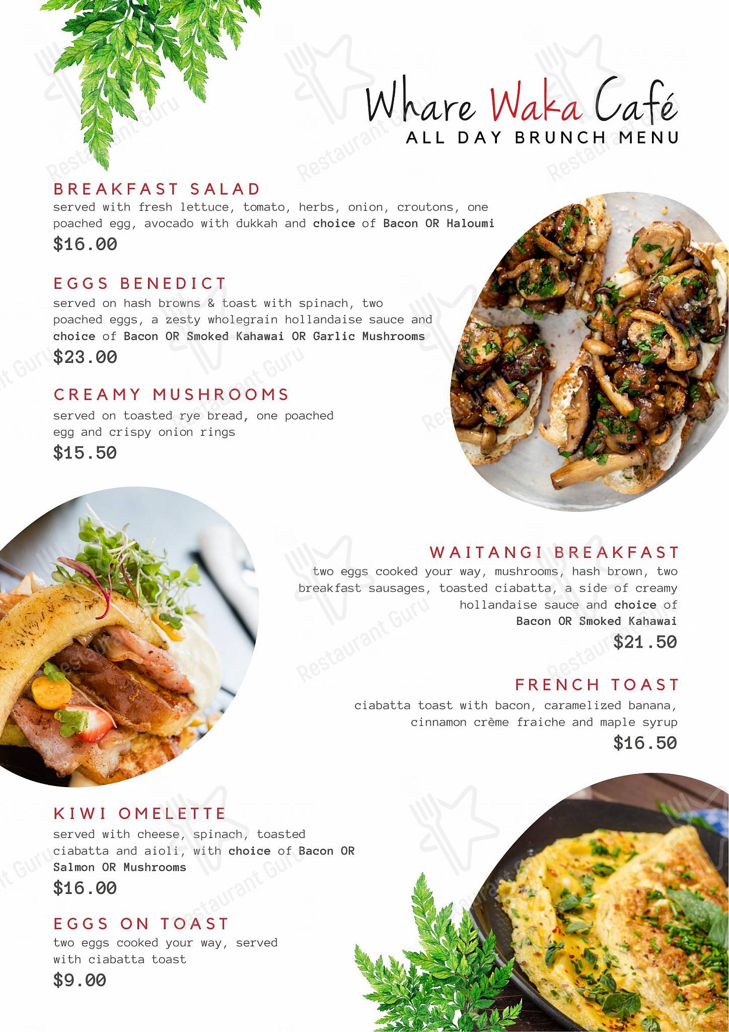 Menu at Whare Waka Café cafe, Waitangi