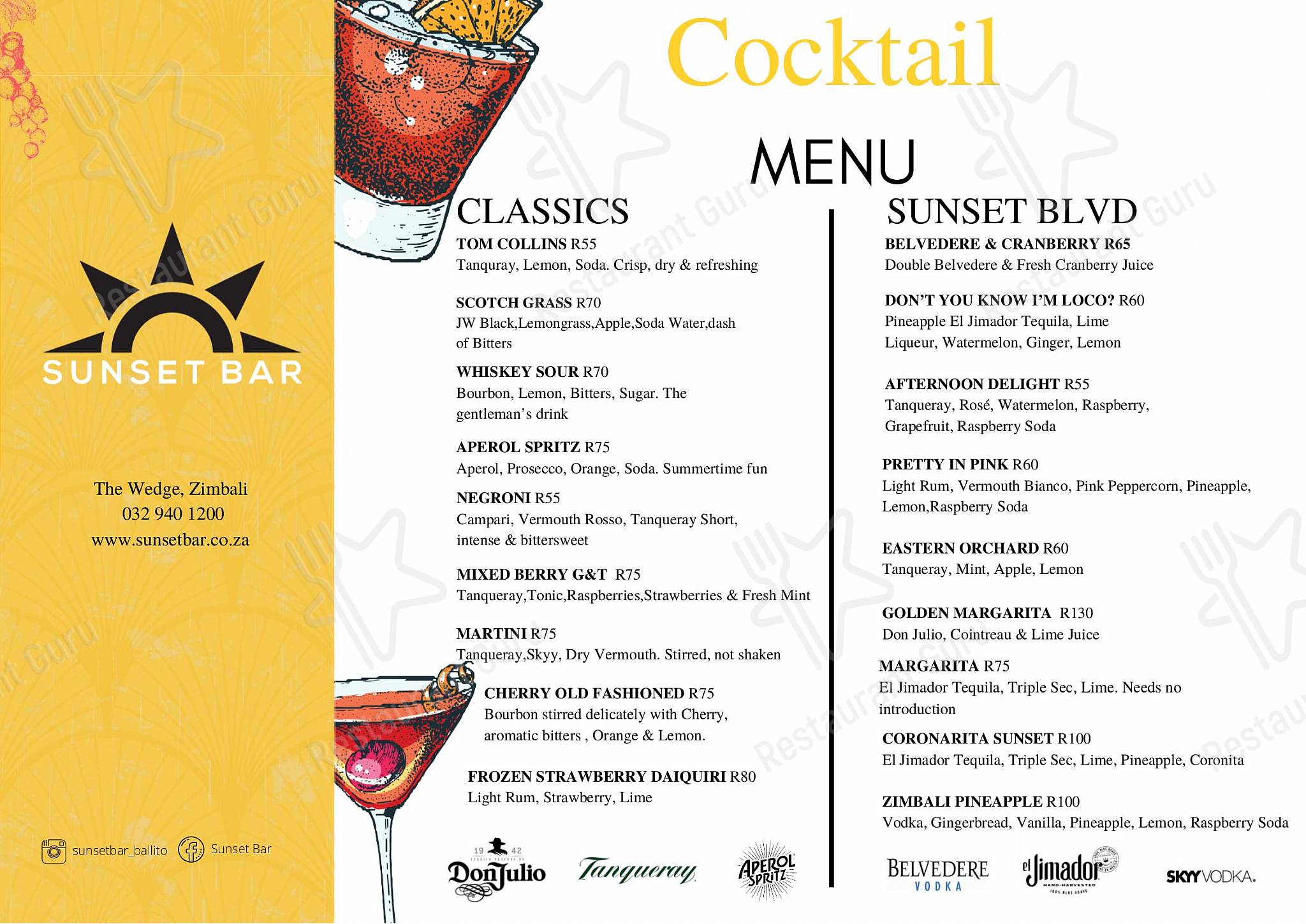 Speisekarte von Sunset Bar, Ballito
