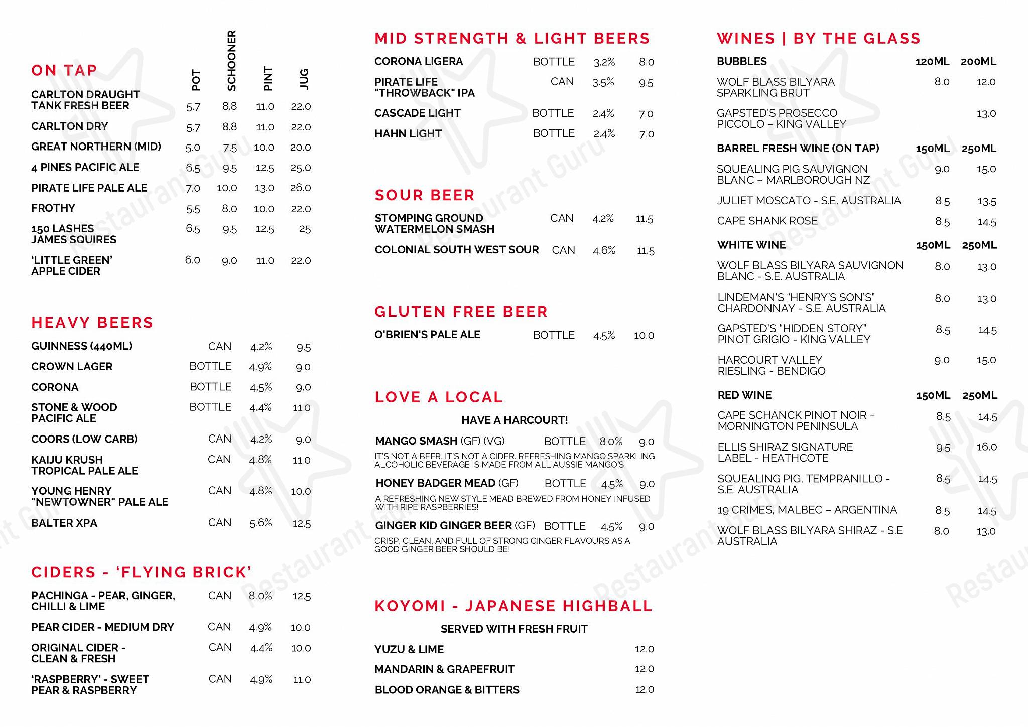 Menu at The Foundry Hotel Complex pub & bar, Golden Square, 2 Old High St