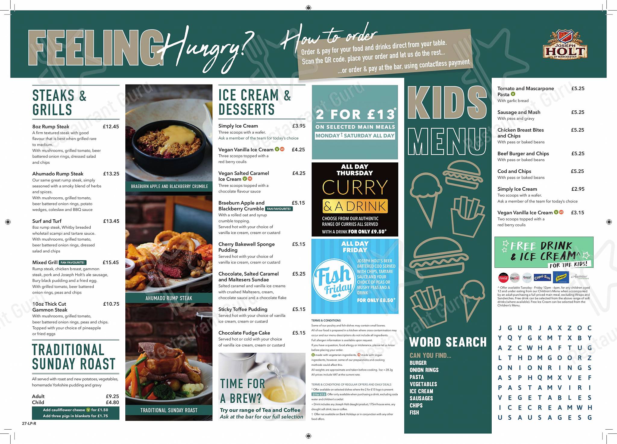 Menu at Half Way House pub & bar, Blackpool