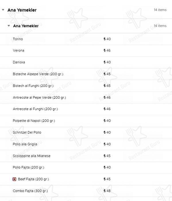 Menu at Akyol Cafe, Istanbul, 138