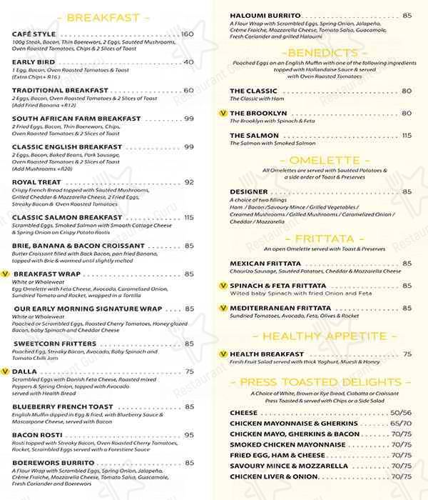 Menu at Foood restaurant, Randburg, Shop 125