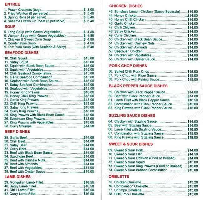 Menu at Hong Kong Kitchen Chinese Food Takeaway restaurant, Kingsley