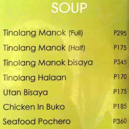 Menu at Lantaw Floating Native Restaurant - Cordova, Cebu City