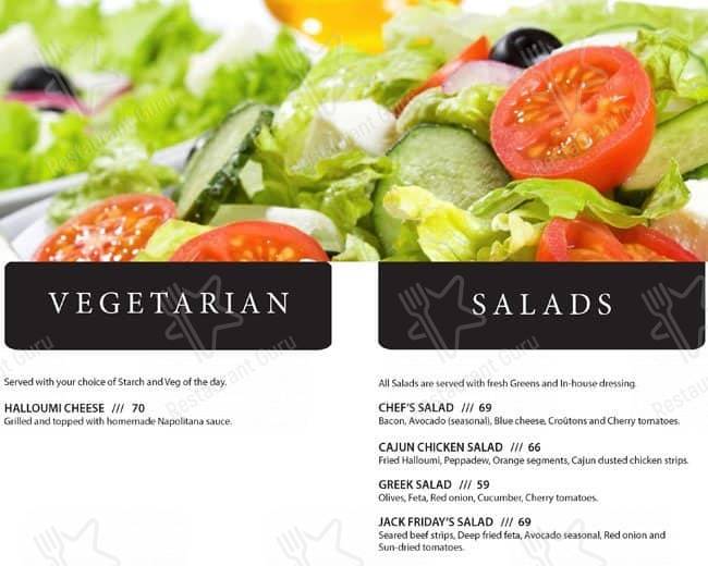 Menu at Jack Friday's pub & bar, Pretoria
