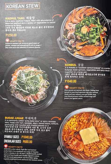 Menu at Sam Stew, Vertis North restaurant, Quezon City, Level 2 KTown