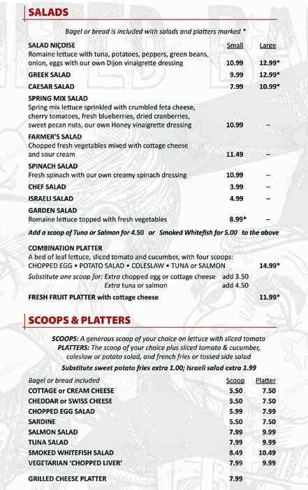 Menu at United Bakers Dairy Restaurant, Toronto