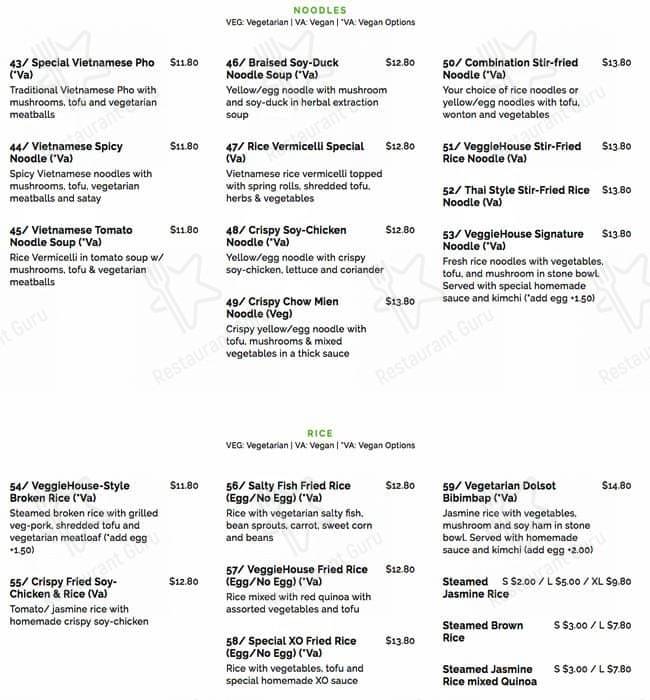 Menu at Veggie House Vegan & Vegetarian Restaurant, Canley Vale