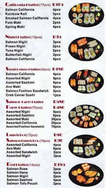 Menu at Yamakado Sushi Restaurant, Pretoria, The Grove Mall