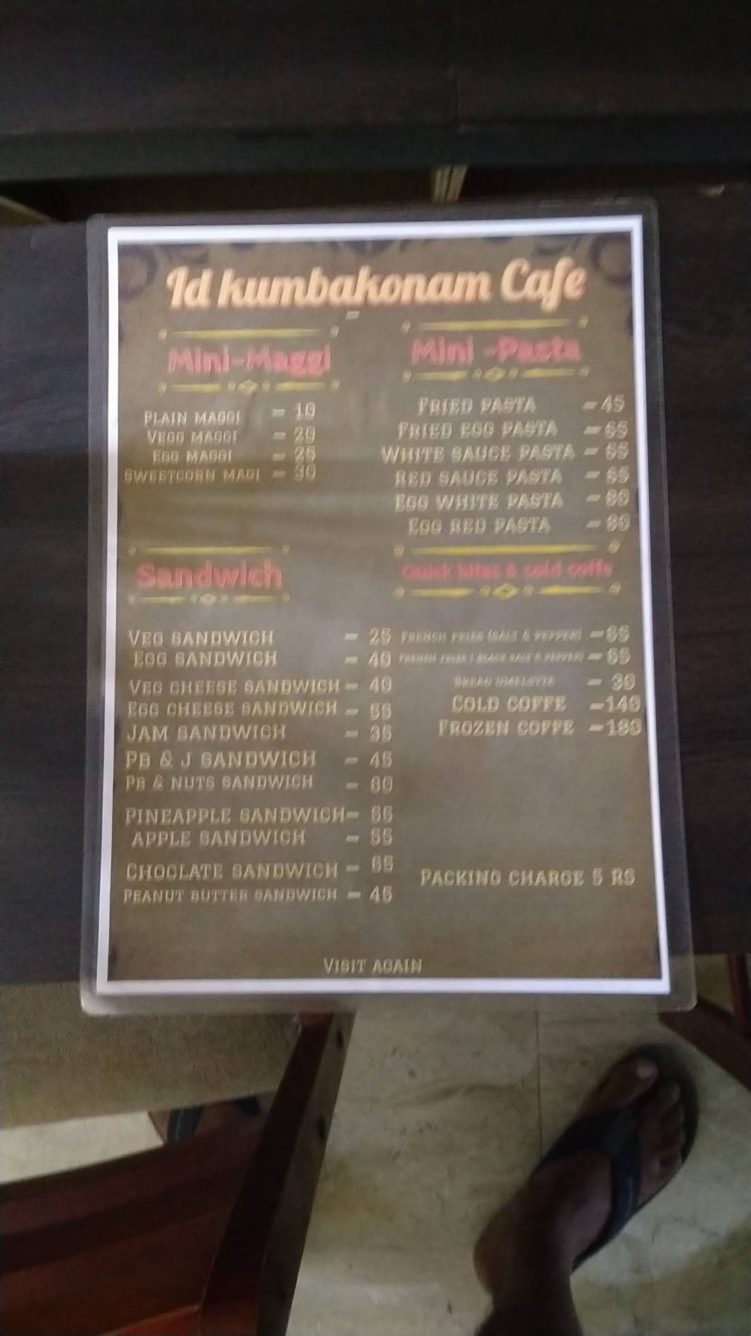 Menu at id Kumbakonam Cafe, Chennai, 4, 748, MGR Main Rd, opposite Dr ...