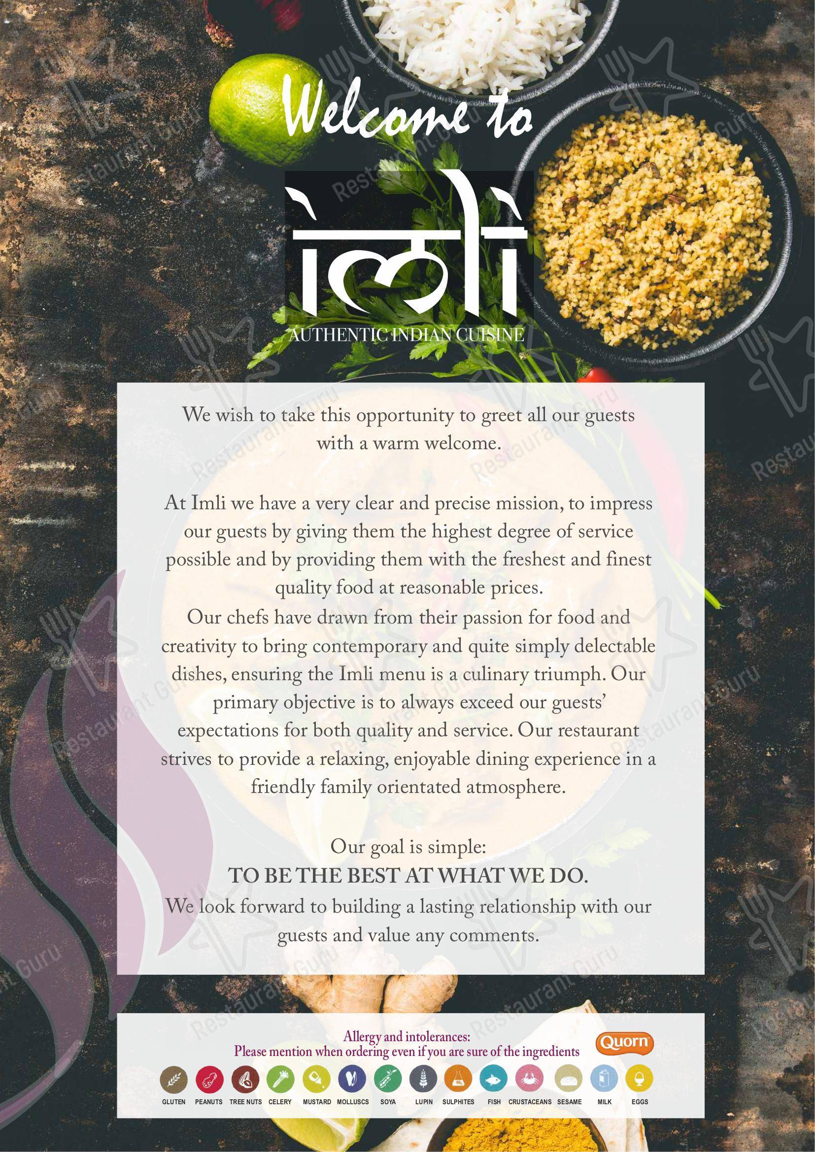 Menu at imli restaurant, Lytham Saint Annes