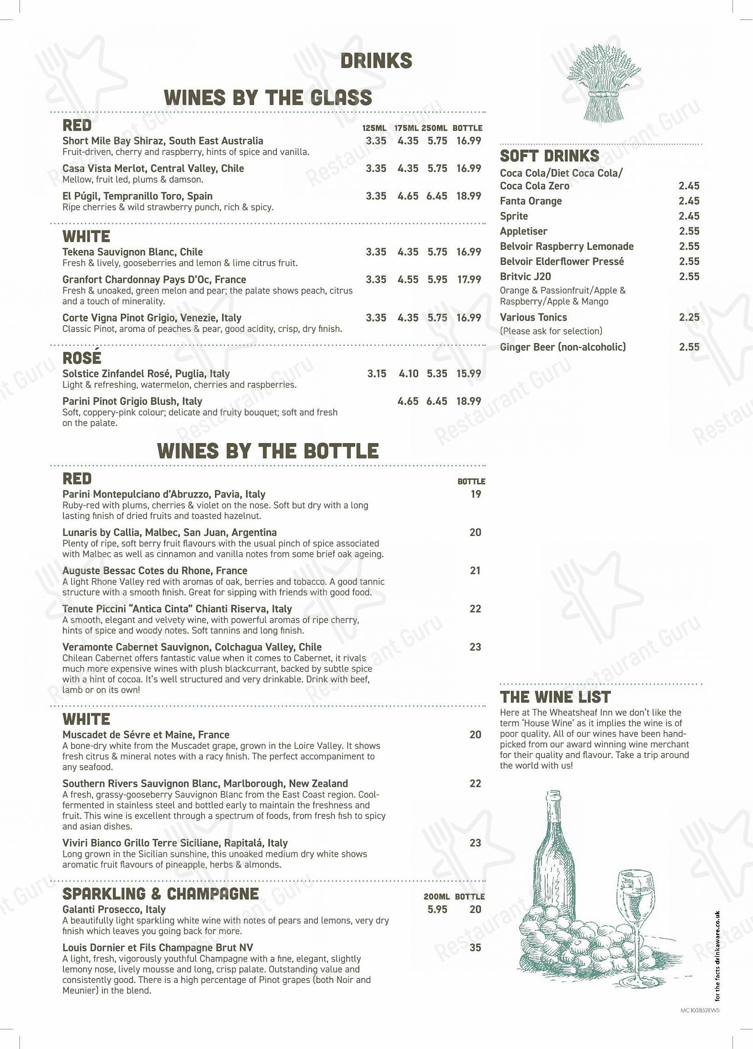 Menu at The Wheatsheaf pub & bar, Magor