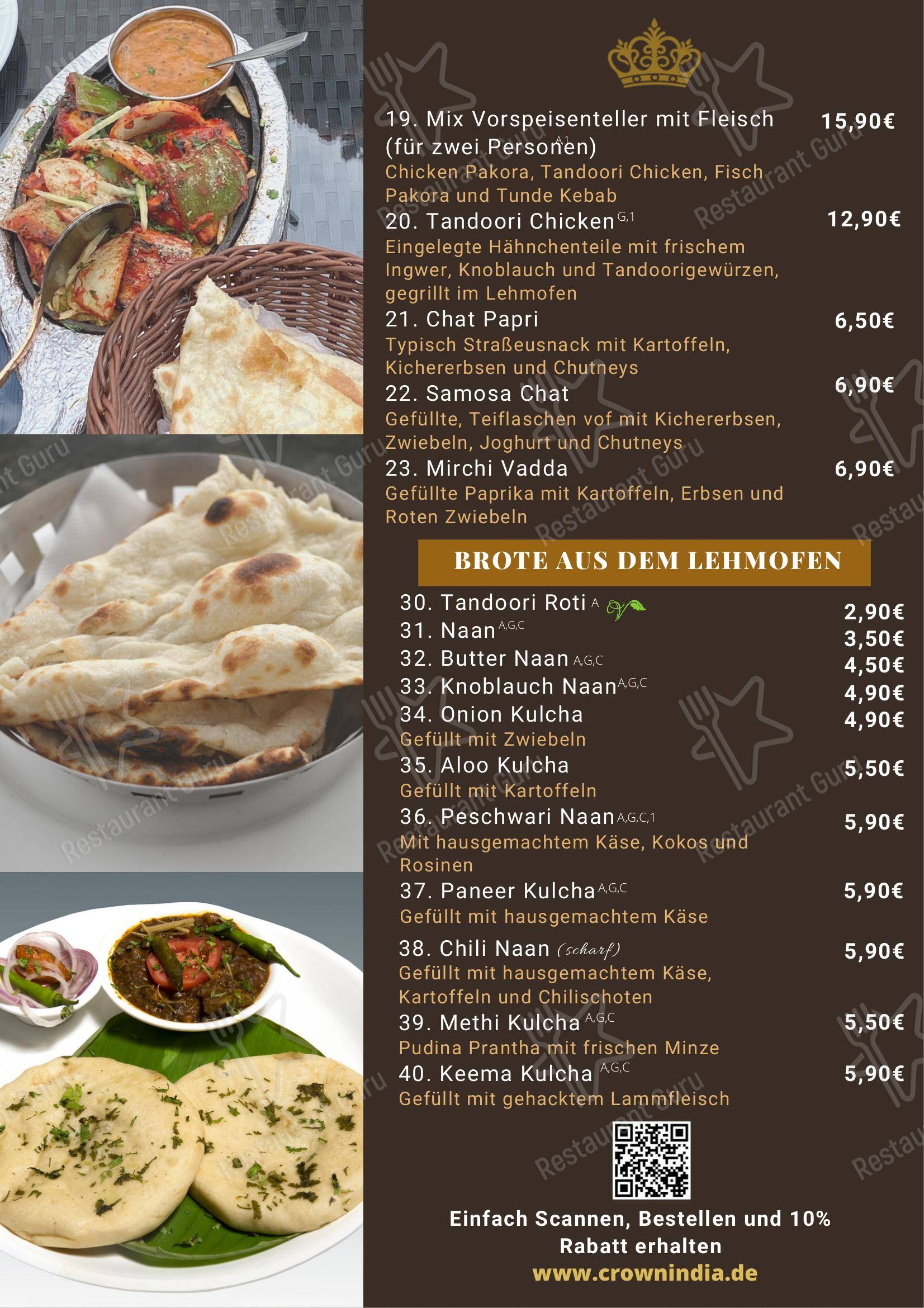 Speisekarte von Crown of India Eschborn restaurant, Eschborn