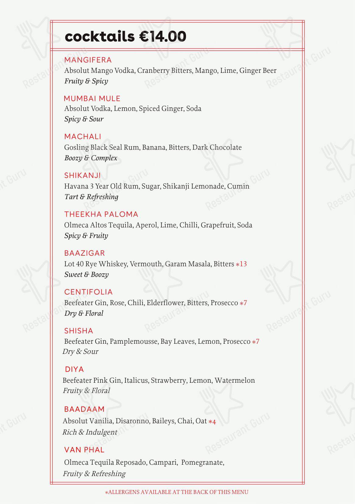 Menu at Doolally restaurant, Dublin