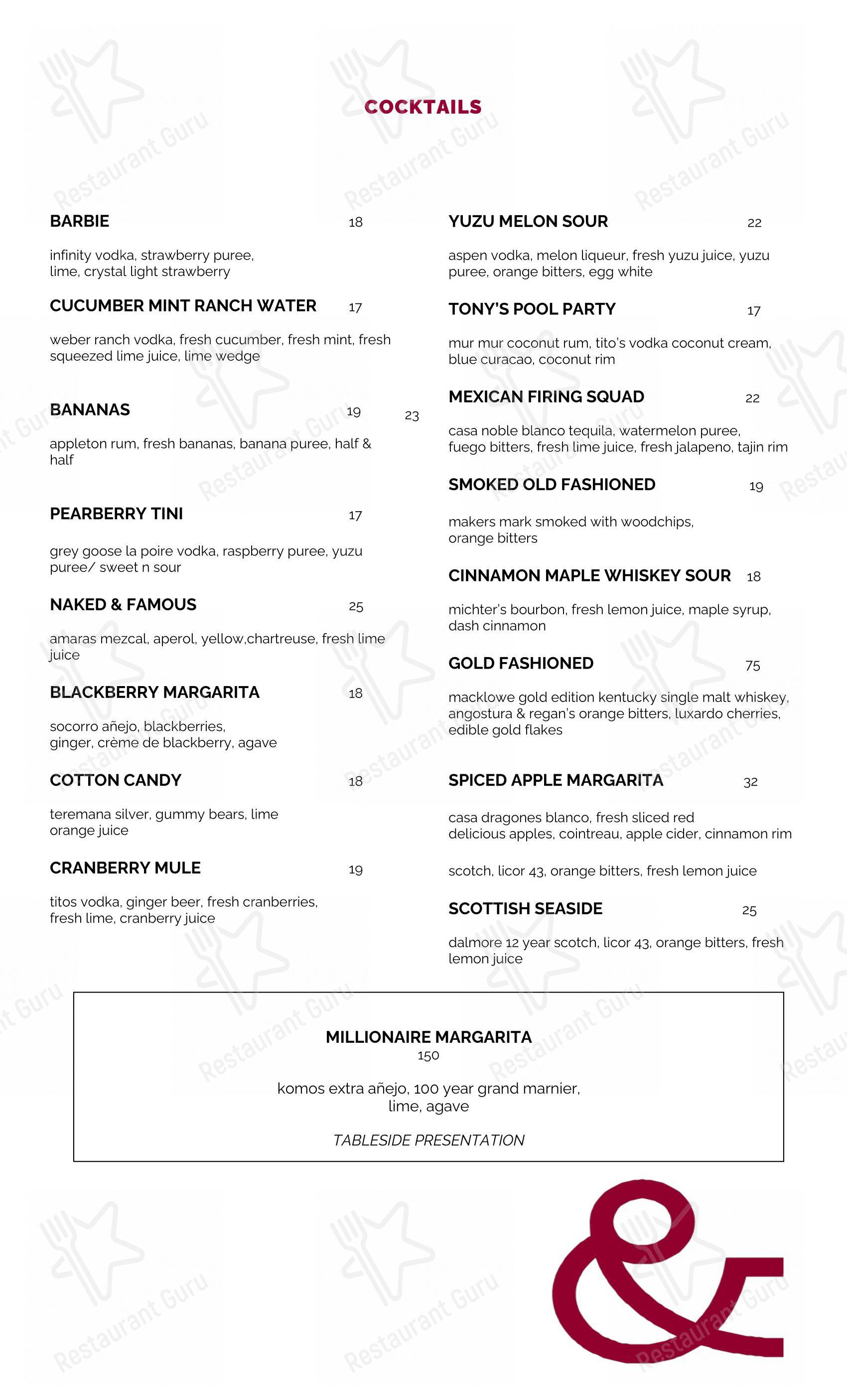 Menu at Nick & Sam's steakhouse, Dallas, Maple Ave